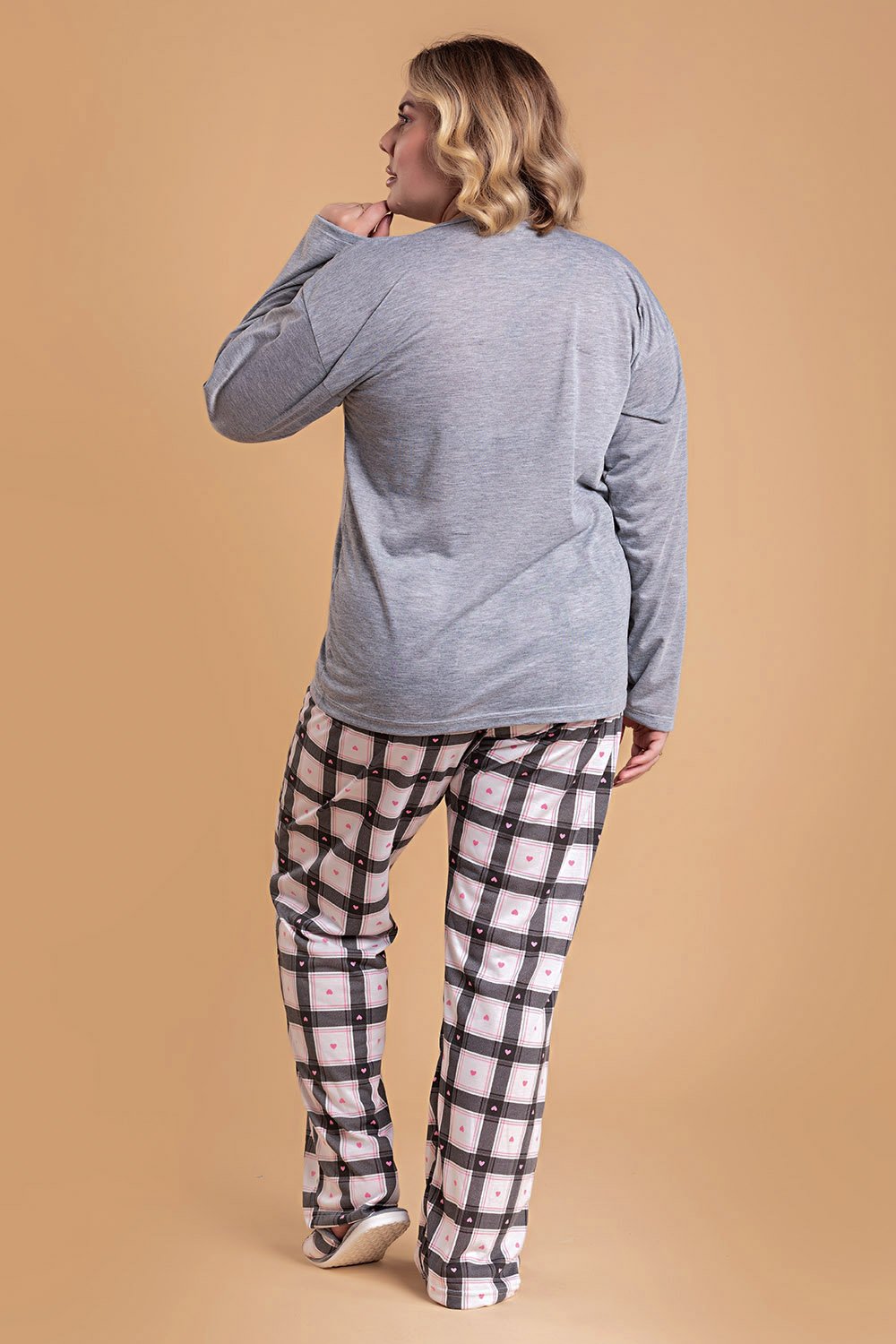 Pijama Feminino Plus Size Comprido Coala Dormindo | Cor Cinza