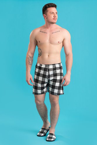 Short Samba Canção Xadrez Preto