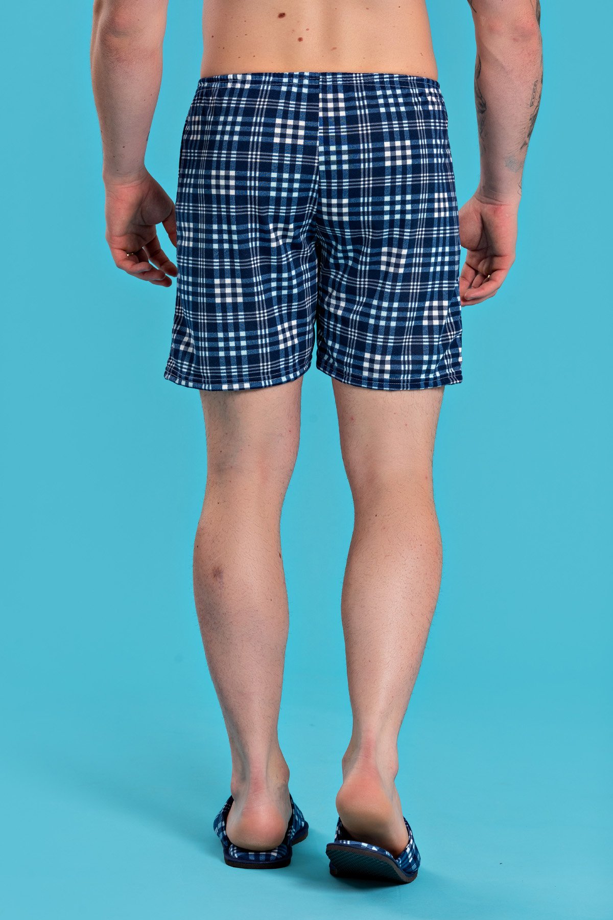Short Samba Canção Xadrez Marinho