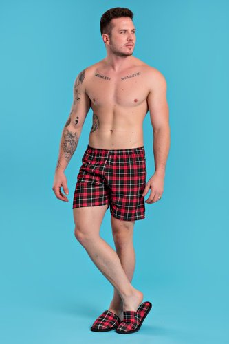 Short Samba Canção Xadrez Vermelho